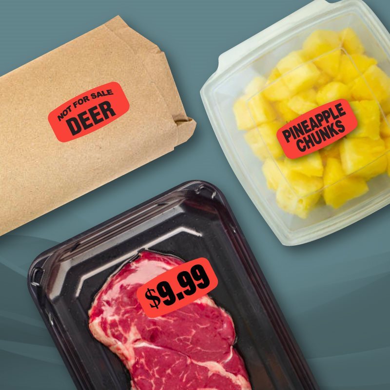 Dayglo Short Oval Labels | Supermarket Labels | 1-800-882-5104