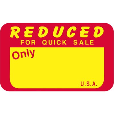 Reduced for Quick Sale Label