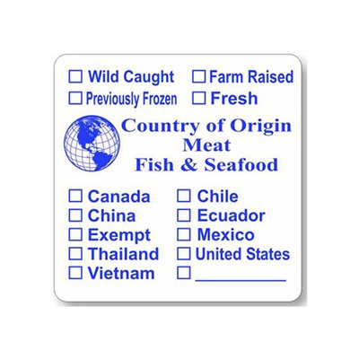 Country of Origin Labels | Supermarket Labels | 1-800-882-5104