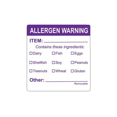 Food Allergen Labels | Supermarket Labels | 1-800-882-5104