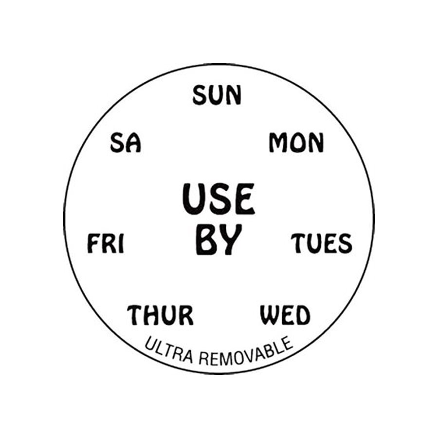 Use By Day Of Week clock Label use-by-day-of-week-clock-label