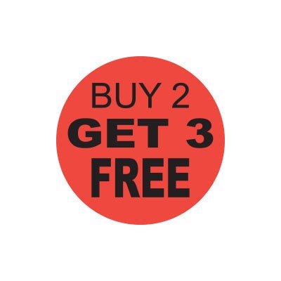 Buy 2 Get 3 Free Bullseye Label